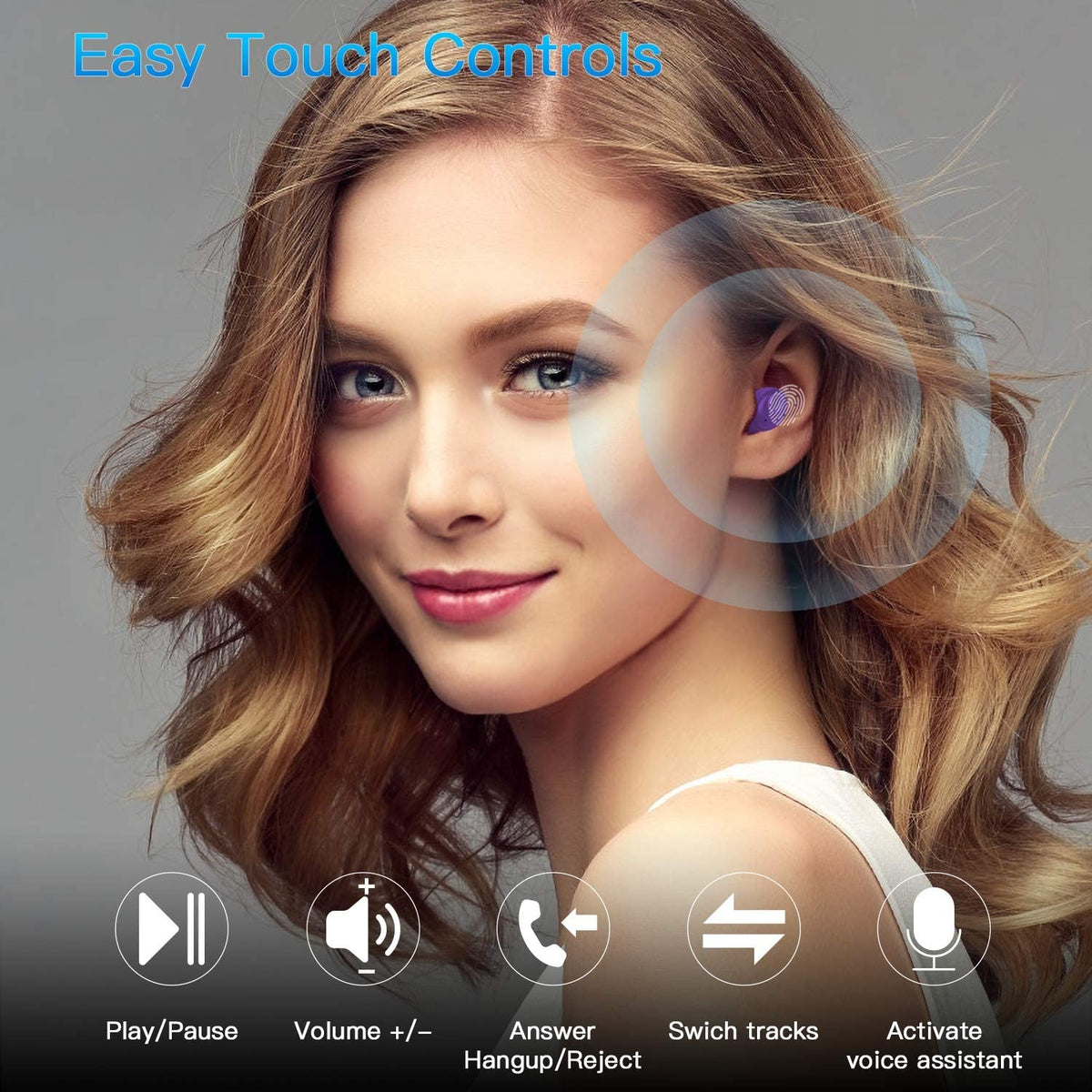 Kurdene Wireless Earbuds,Bluetooth Earbuds with Charging Case(S8-Purpl ...